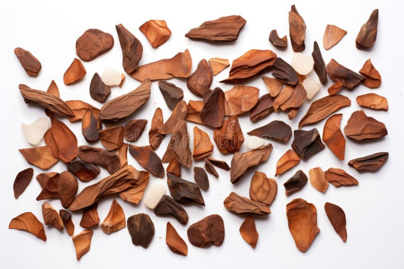 Top View of Medicinal Tree Bark Pieces Scattered on White Stock Photo ...