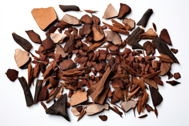 Top View of Medicinal Tree Bark Pieces Scattered on White Stock Image ...