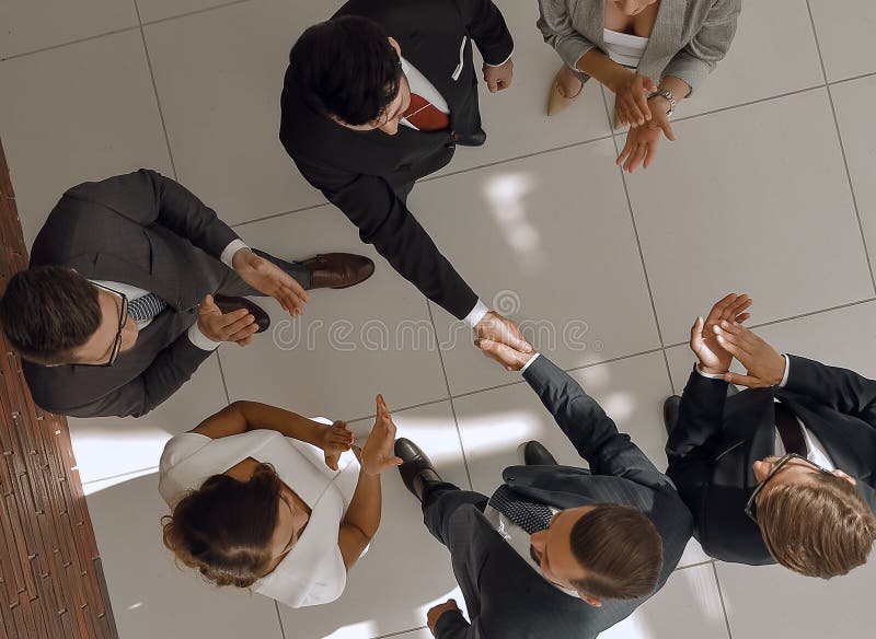 Top View.meeting Business Partners and Handshake Stock Image - Image of ...