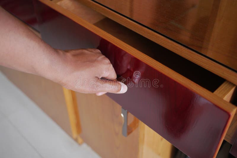 Top View of Men Hand Open a a Drawer Stock Photo - Image of opening ...