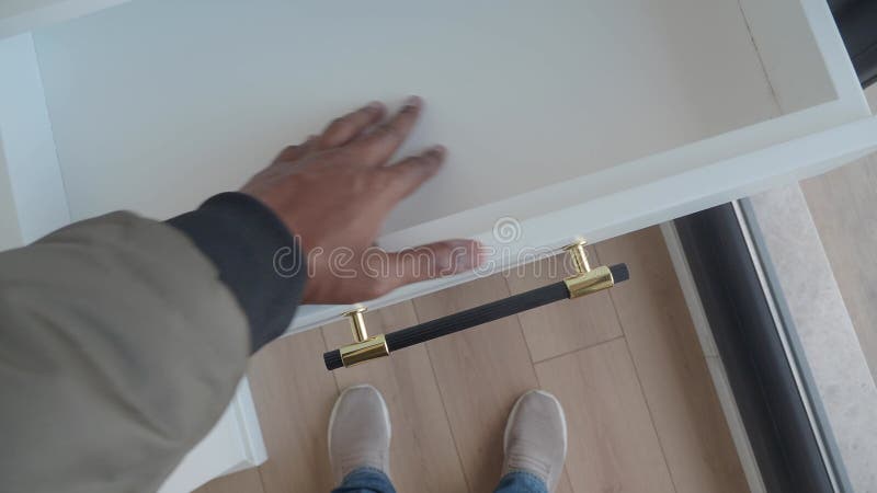Top View of Men Hand Open a a Drawer Stock Video - Video of creativity ...