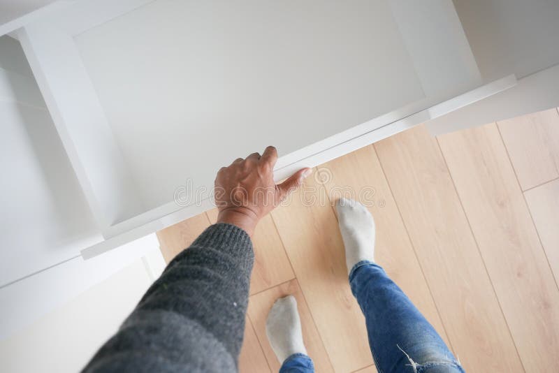 Top View of Men Hand Open a a Drawer Stock Image - Image of projection ...