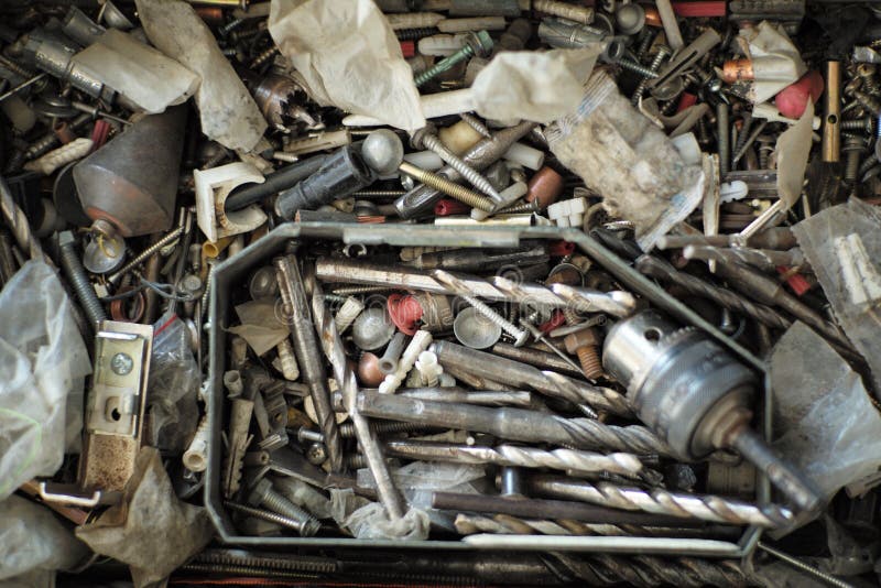 Top View Messy Tool Box of the Workman with Many Sizes of Knots and ...