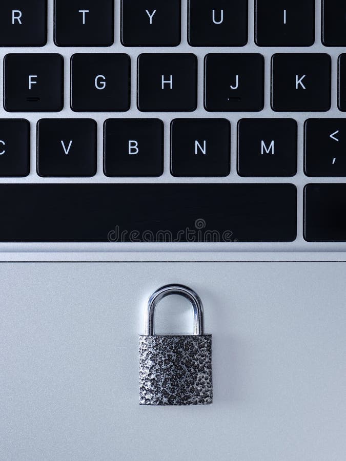 Top View of a Metal Lock Lying on a Laptop Keyboard Stock Image - Image ...