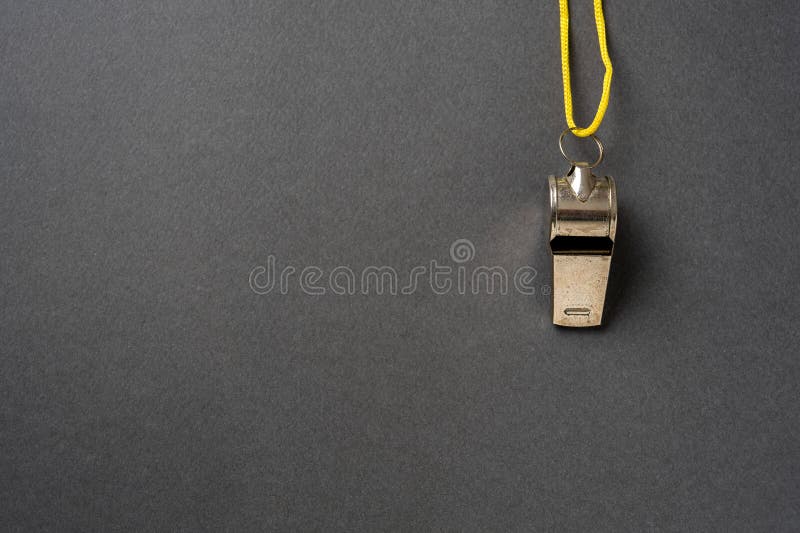 Top View Metal Whistle Yellow String Dark Gray Background Stock Photos ...