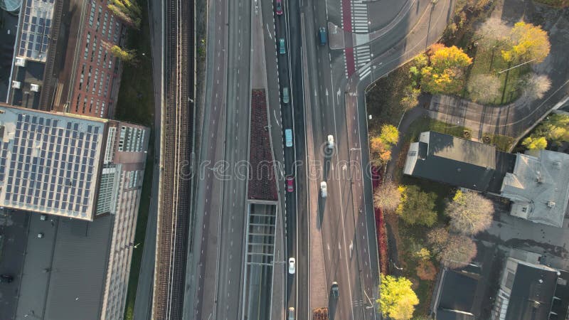 Top View of the Metro and Traffic in Helsinki, Finland Stock Video ...