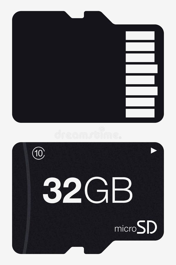 Top View of Micro SD. Memory Card Isolated on White Stock Vector ...