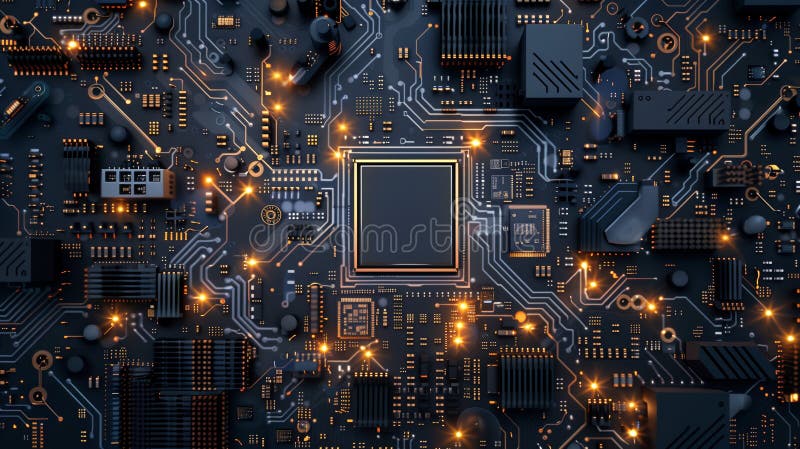 Top View Microchip and Circuit Circuit Generative Ai Stock Illustration ...