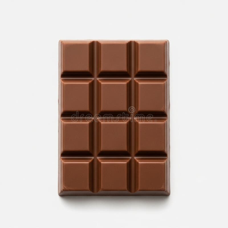 Top View of a Milk Chocolate Bar with Twelve Square Segments on White ...