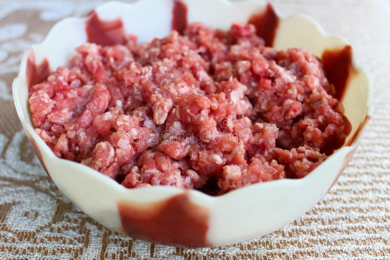 Minced Mutton in a Plastic Bowl Stock Image - Image of plastic ...