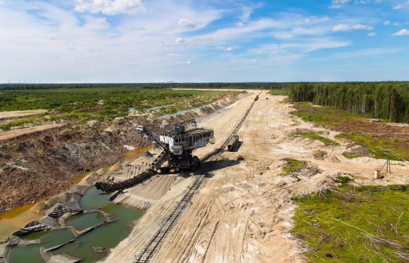 Top View at Mine, Railway, Mining Machinery Stock Image - Image of ...
