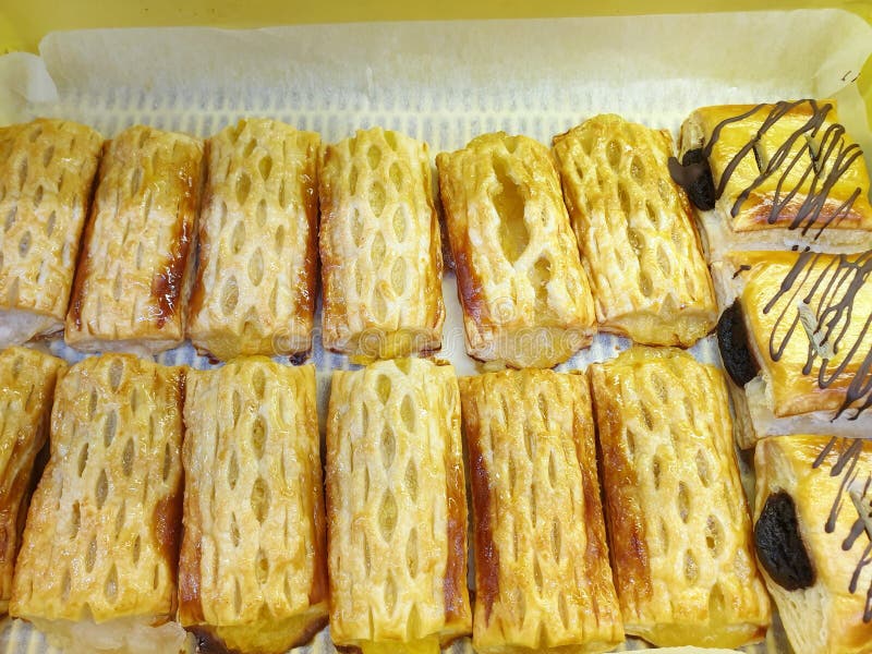 Top View of Mini Corn Puff, Pineapple Puff and Chocolate Puff Stock ...