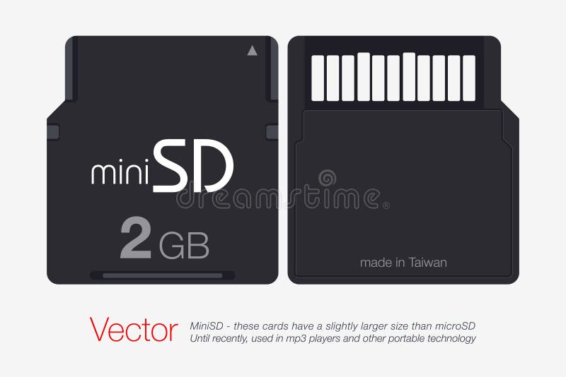Top View of Mini SD. Memory Card on White Stock Vector - Illustration ...