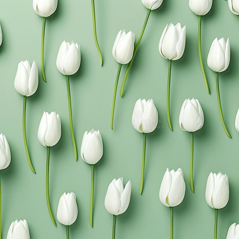Top View Minimal Floral,Creative Layout Made of White Tulips on Green ...