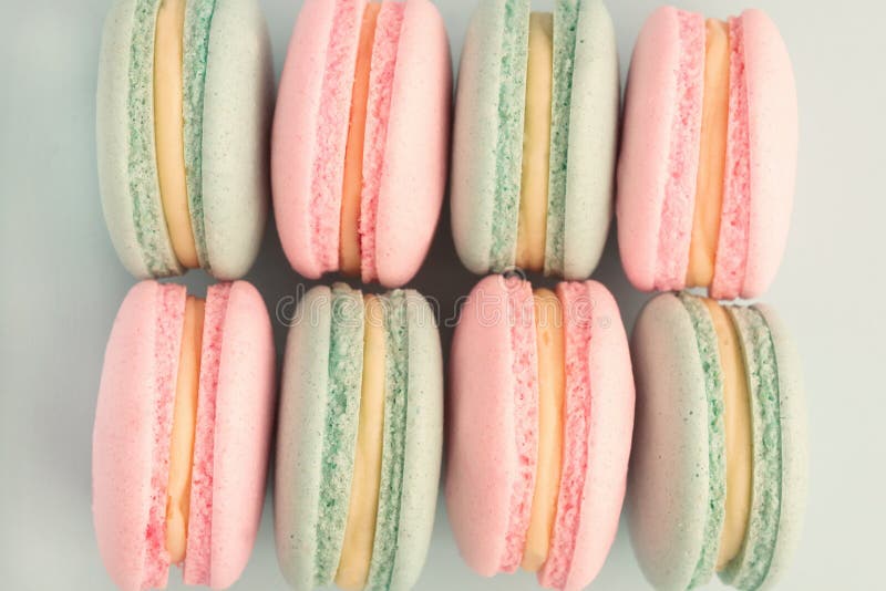 Top View of Mint and Strawberry Macarons Stock Photo - Image of flavor ...