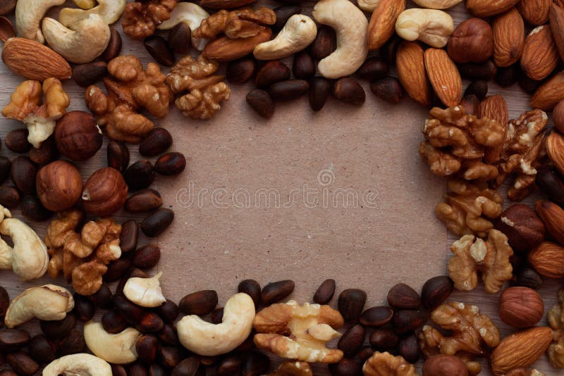 Mix of nuts frame stock photo. Image of frame, nature - 117492850