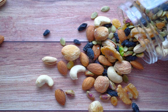 Top View of Mixed Nut Spilling on Table Stock Image - Image of cashew ...