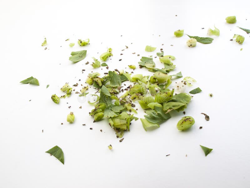 Top View of a Mixture of Young Garlic and Pepper Stock Image - Image of ...