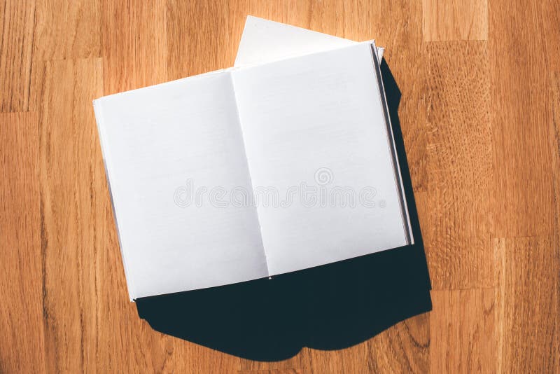 Top View Mockup of Book with Blank Pages Stock Photo - Image of paper ...