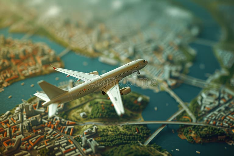 Top View of a Model of an Airplane Standing on a Map, Cargo ...