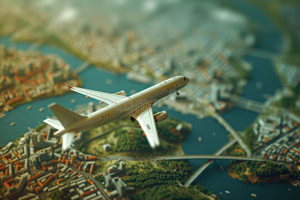 Top View of a Model of an Airplane Standing on a Map, Cargo ...