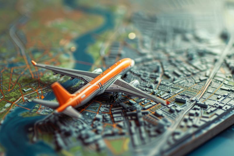 Top View of a Model of an Airplane Standing on a Map, Cargo ...