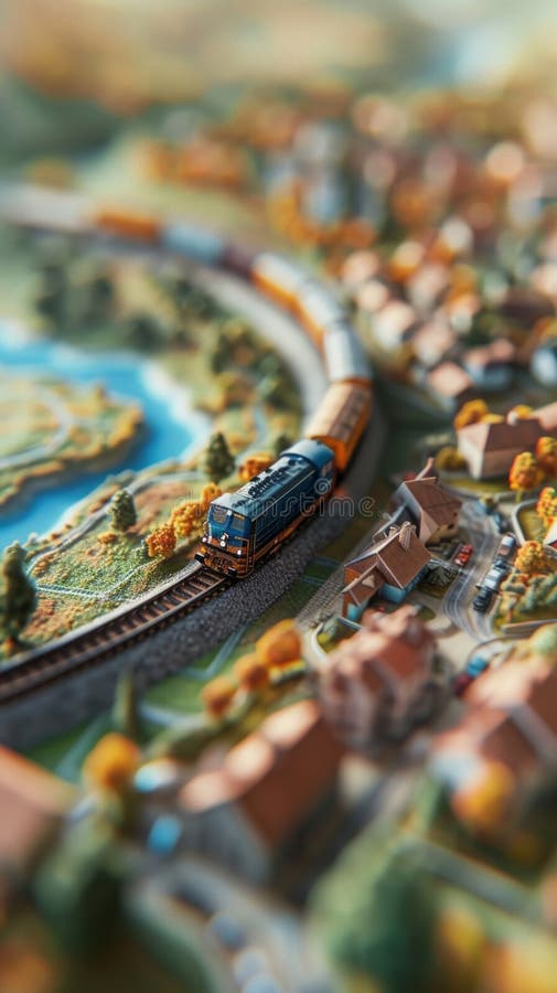 Top View of a Model of a Freight Locomotive Standing on the Map ...