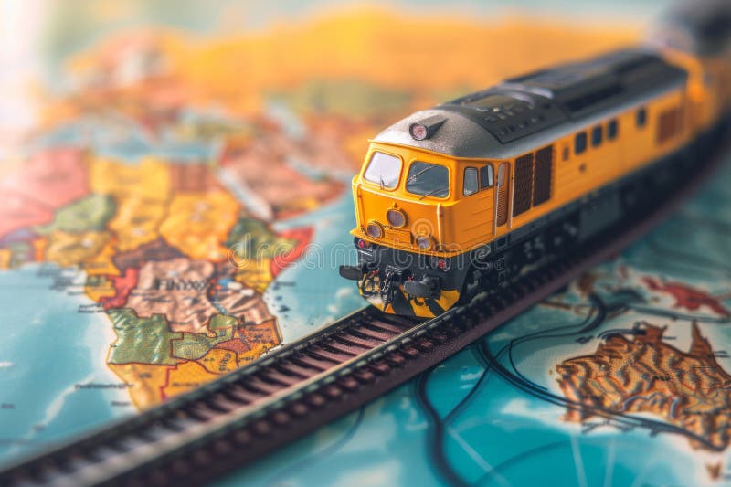 Top View of a Model of a Freight Locomotive Standing on the Map ...