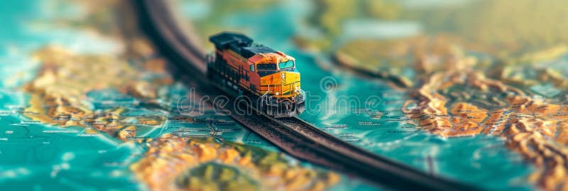 Top View of a Model of a Freight Locomotive Standing on the Map ...