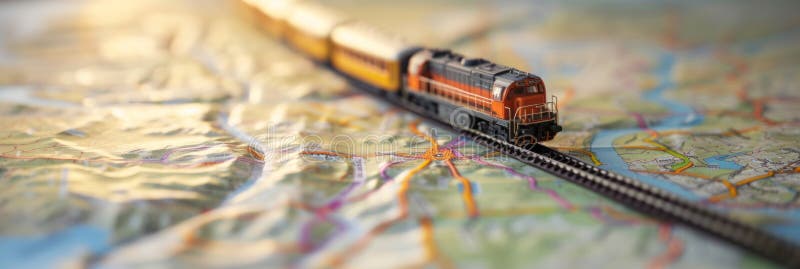 Top View of a Model of a Freight Locomotive Standing on the Map ...