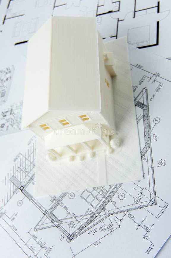 Top View of Model of the House Printed on a 3D Printer with White ...