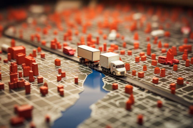 Top View of a Model of a Truck Standing on a Map, Freight ...