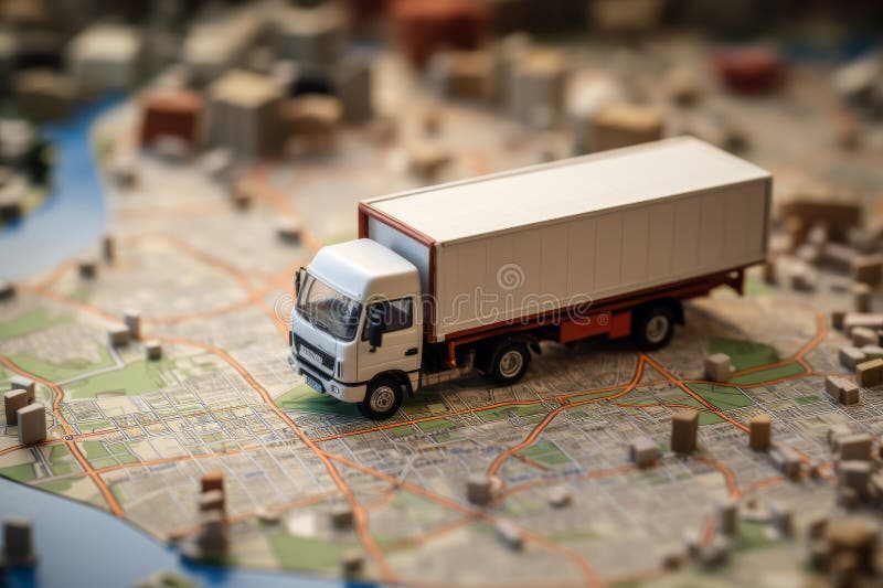 Top View of a Model of a Truck Standing on a Map, Freight ...