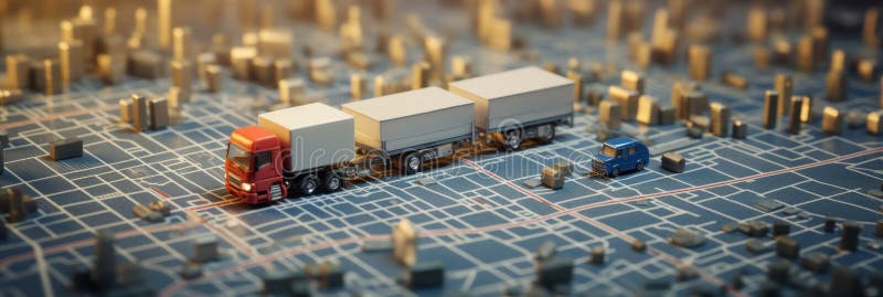 Top View of a Model of a Truck Standing on a Map, Freight ...