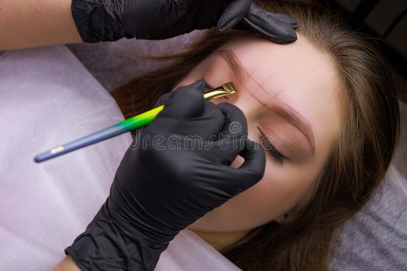 PMU Procedure, Permanent Eyebrow Makeup. Stock Image - Image of ...
