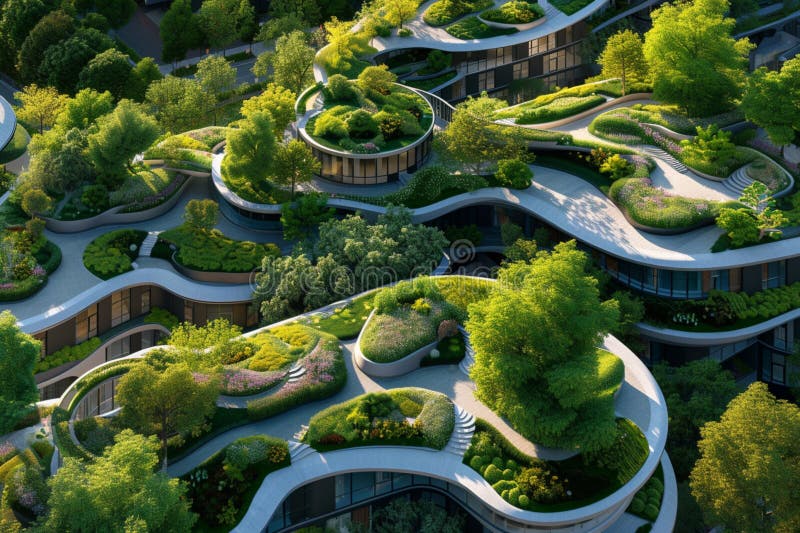 "Urban Oasis: Top-View of Modern Architectural Wonder with Intricate ...