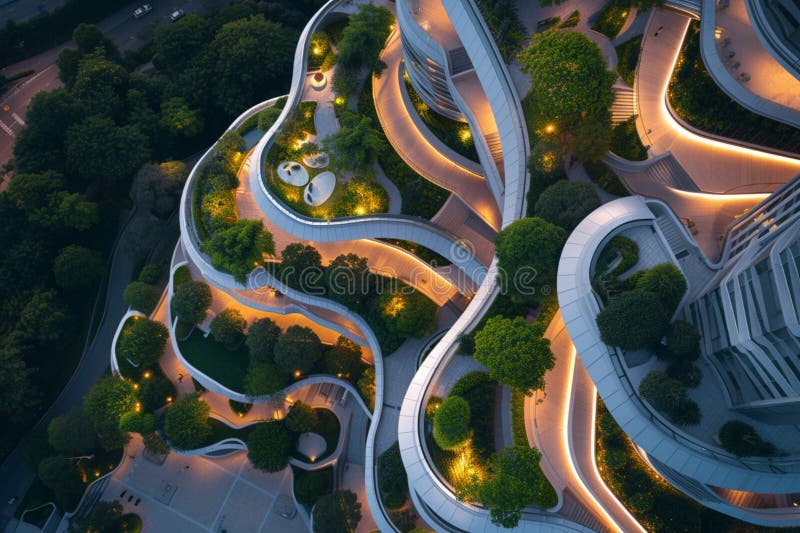 "Urban Oasis: Top-View of Modern Architectural Wonder with Intricate ...