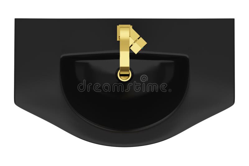 Top View of Modern Black Bathroom Sink Isolated on White Stock ...