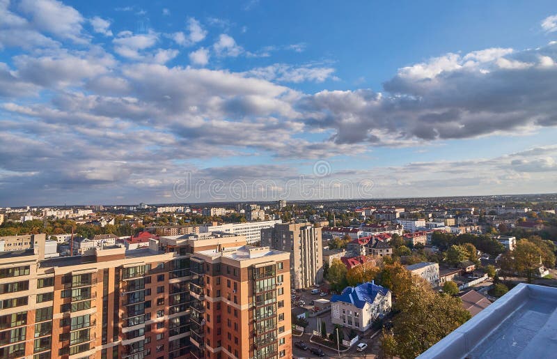Top View of Modern City in Lights of Sunset Stock Photo - Image of city ...