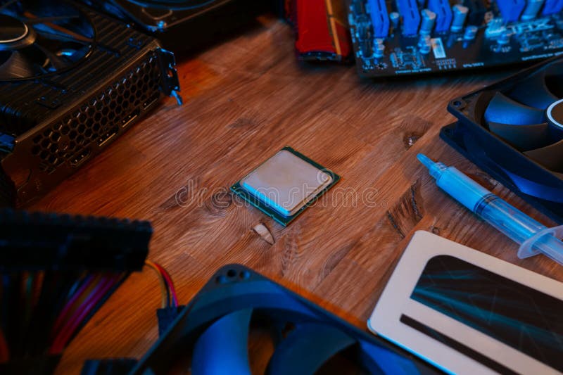 Top View of Modern Computer Parts Put Together. Building Personal ...