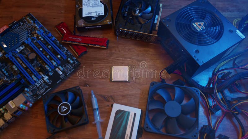 Top View of Modern Computer Parts Put Together. Building Personal ...