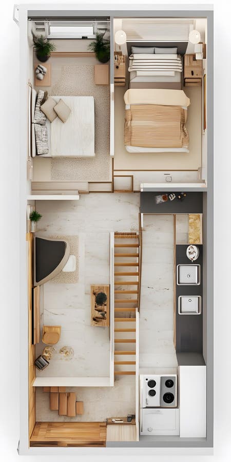 Top View of a Modern House Interior Design Generated Using AI. Stock ...