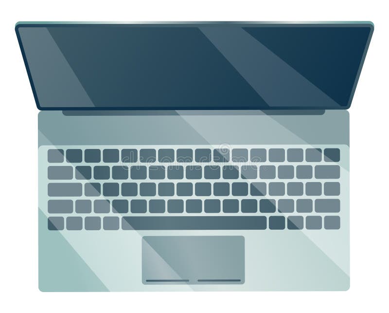 Top View of Modern Laptop Computer with Touchpad. Isolate on White ...