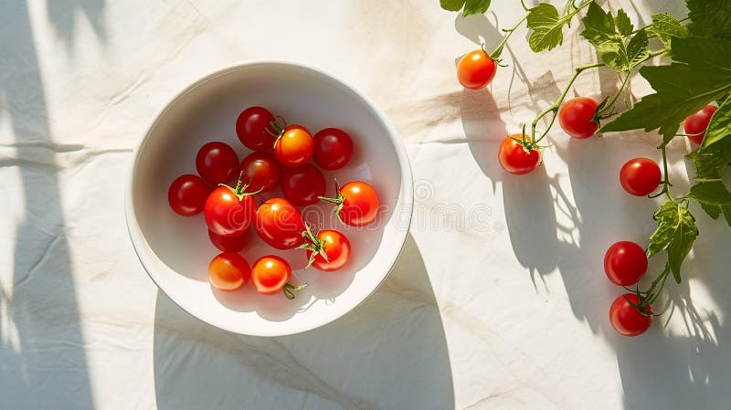Top View of Modern Minimal Beautiful Round White Ceramic with Cherry ...