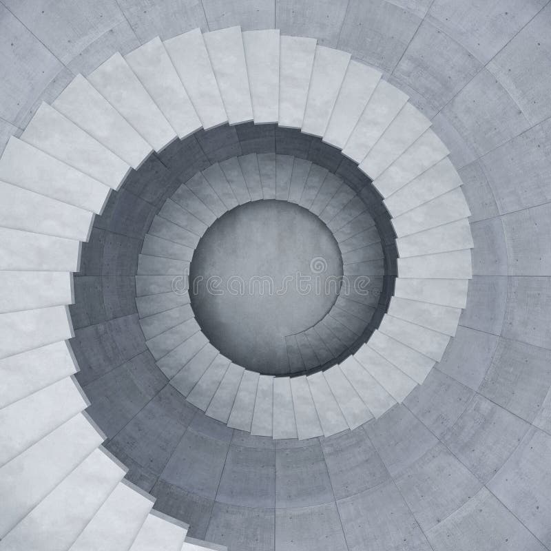 Top View of Modern Staircase in Concrete Space, 3d Stock Illustration ...
