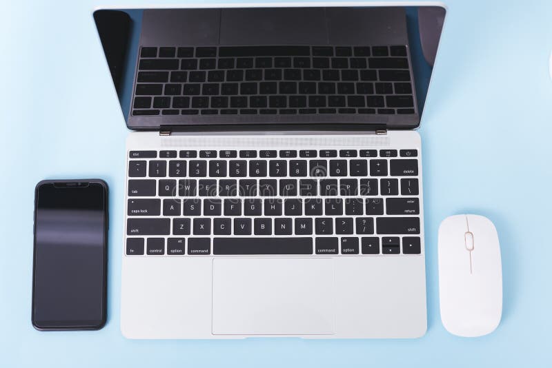 Top View of Modern Technology Smart Phone Mobile and Computer La Stock ...