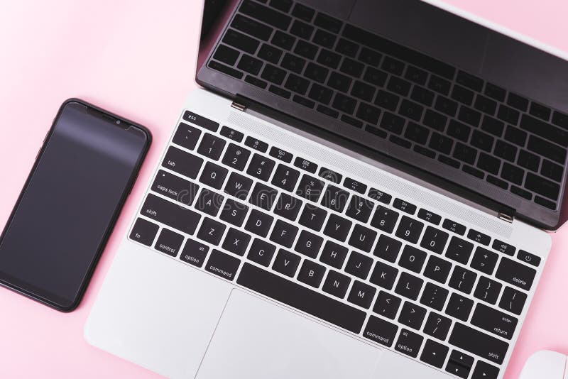 Top View of Modern Technology Smart Phone Mobile and Computer Laptop ...