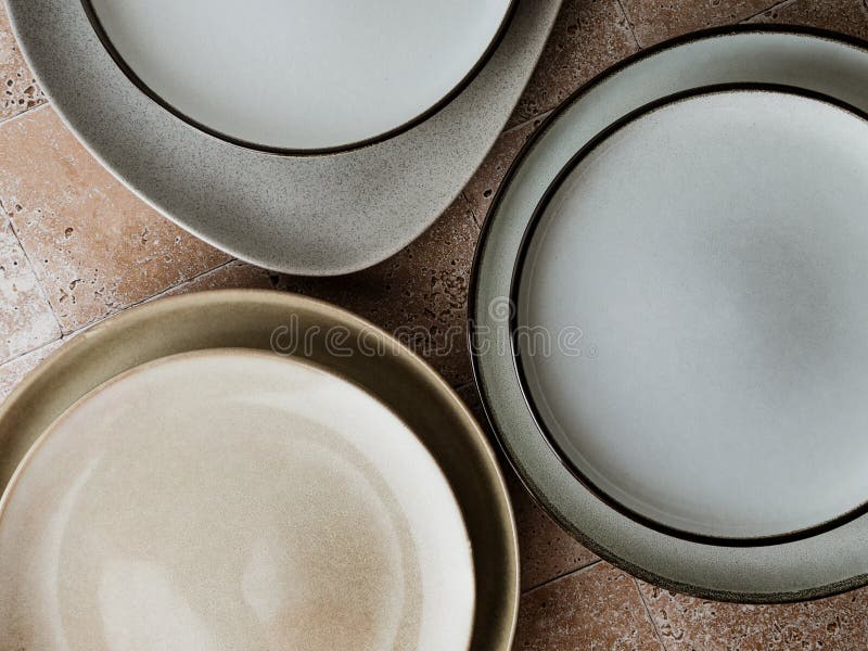 Top View of Modern Various Ceramic Plates Stock Photo - Image of ...
