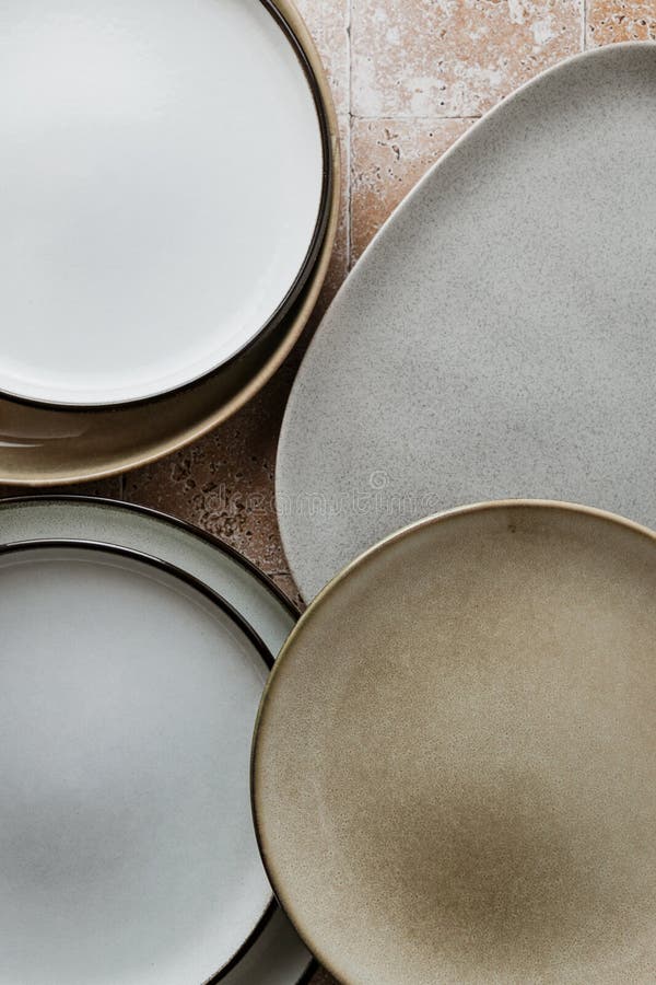 Top View of Modern Various Ceramic Plates Stock Photo - Image of blog ...