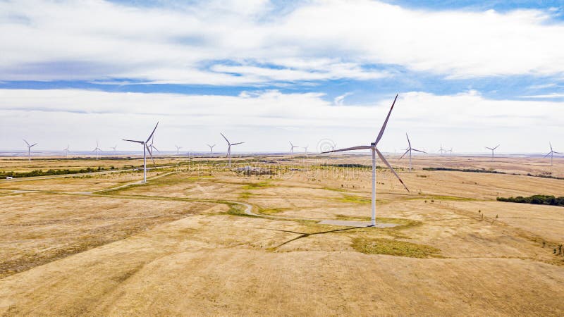Top View of Modern Windmills Standing in the Middle of the Desert Stock ...